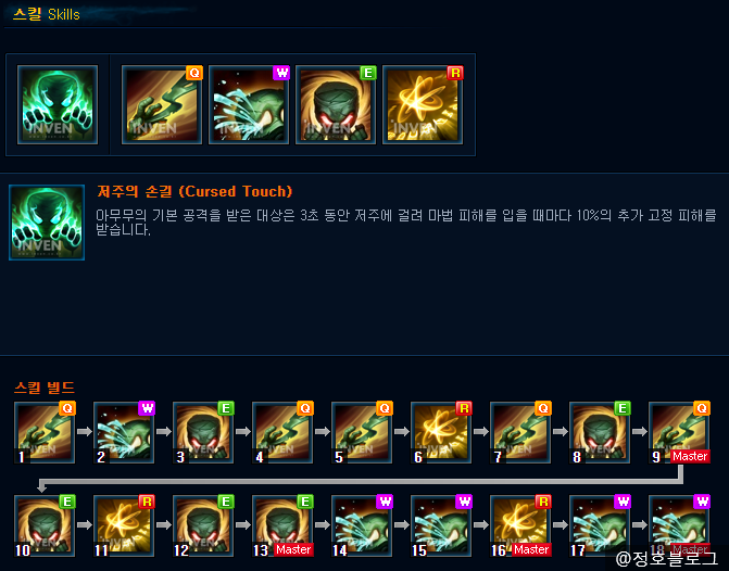 롤 시즌9 칼바람 나락 아무무 룬 템트리 스킬트리 공략 네이버 블로그