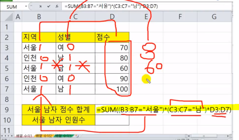 [컴활1급] 엑셀 배열수식 매우중요 네이버 블로그