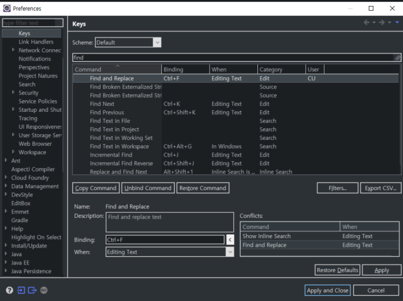 이클립스 찾기 (단축키 : Ctrl + F)Find and Replace의 디자인 변경 방법, 디자인 변경. : 네이버 블로그