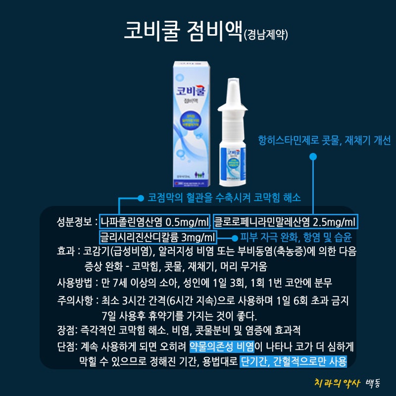 알러지비염 약사가 알려주는 코막힘스프레이오트리빈 Vs 화이투벤나잘스프레이 Vs 코앤쿨 Vs 코비쿨 Vs 레스피비엔 Vs