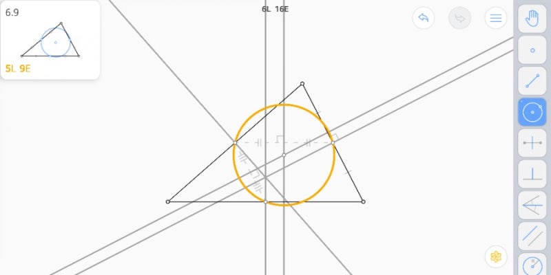Euclidea(유클리디아) Zeta(제타) 6-9 공략 구점원(Nine Point Circle) 5L 9E 공략 : 네이버 블로그
