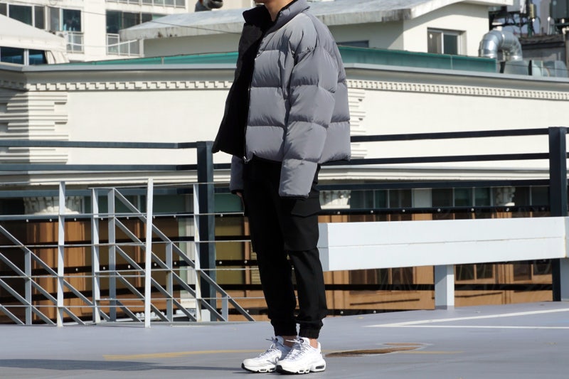 남자 숏패딩 코디 그레이 블랙 양면이네요 : 네이버 블로그