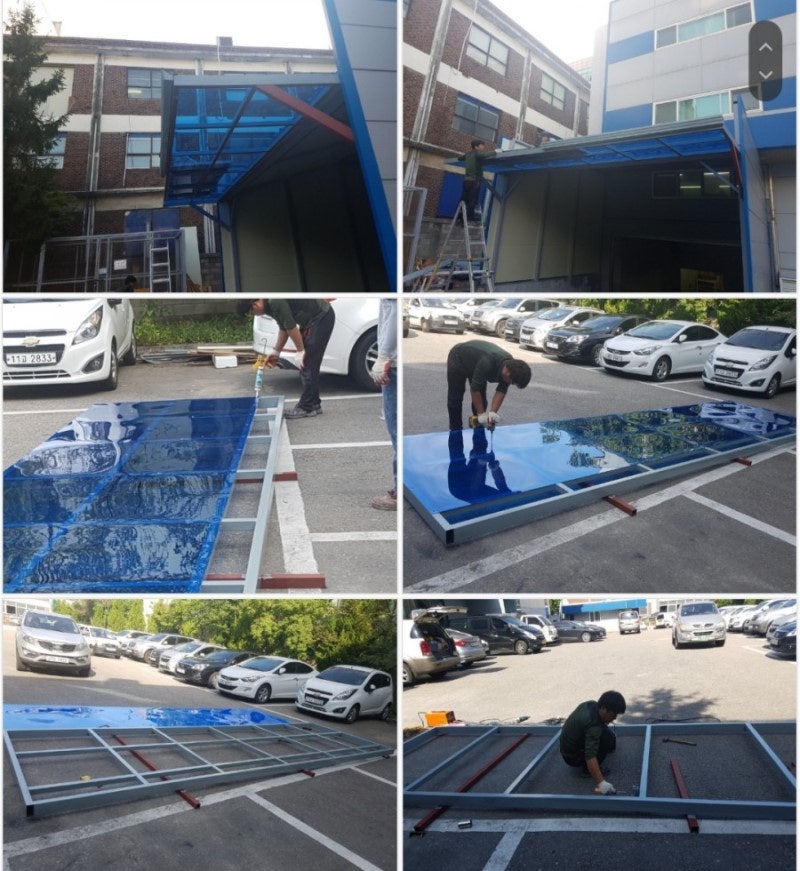 파주고양일산 주차장 렉산 캐노피 지붕 차양막 공사후기 네이버 블로그