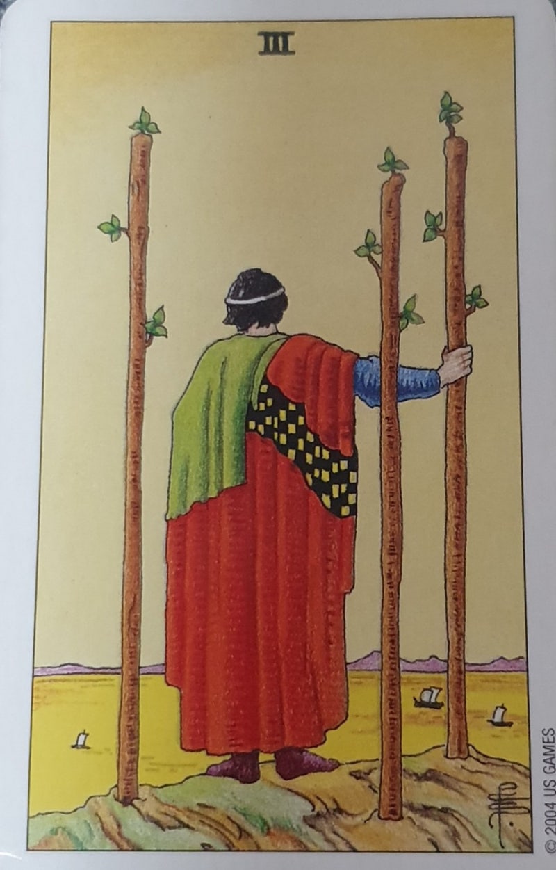 [타로카드;유니버셜웨이트] 마이너 아르카나 키워드 해석_THREE of WANDS ; 완즈(지팡이)3 : 네이버 블로그