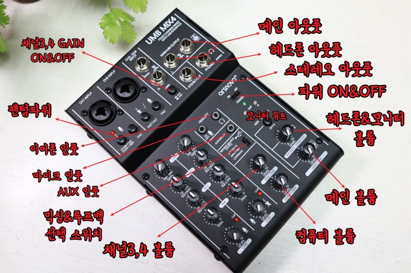 오디오인터페이스 아리스노보 UMB-MIX4 가성비 좋은 루프백 방송용 오인페 : 네이버 블로그