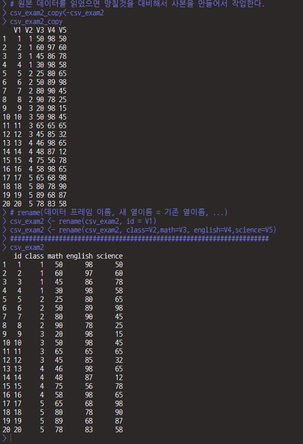[Day67][R-6] 외부데이터(.csv) 읽어오기, 엑셀파일(.xlsx)읽어오기, 데이터파일로 저장하기(.csv/.rda ...