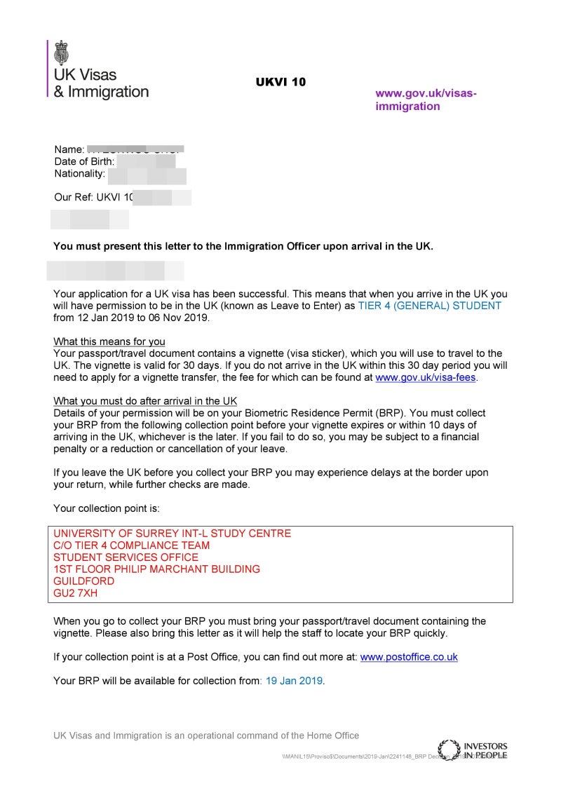 [영국비자]학생비자 UKVI BRP Decision Letter 미수령 : 네이버 블로그
