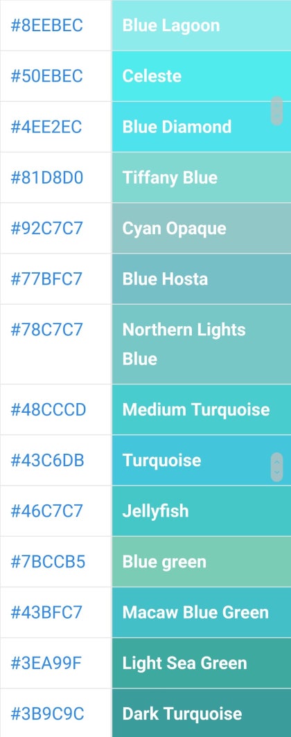 cyan color code html