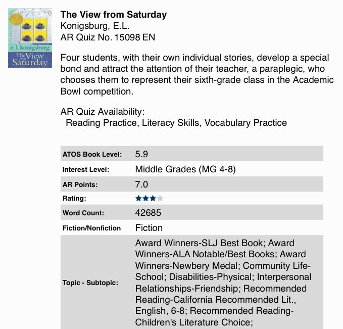 The view from Saturday by E.L.Konigsburg : 네이버 블로그