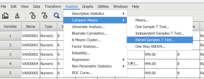 [SPSS 대신 PSPP프로그램] 대응표본 t-test검증 한번 해보기 : 네이버 블로그
