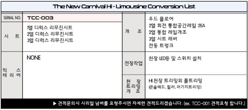 더뉴카니발 올뉴카니발 하이리무진 6인승 개조 리무진 시트 도어트림 천장엠보싱 요트바닥시공 통합 회전 공간레일 전동