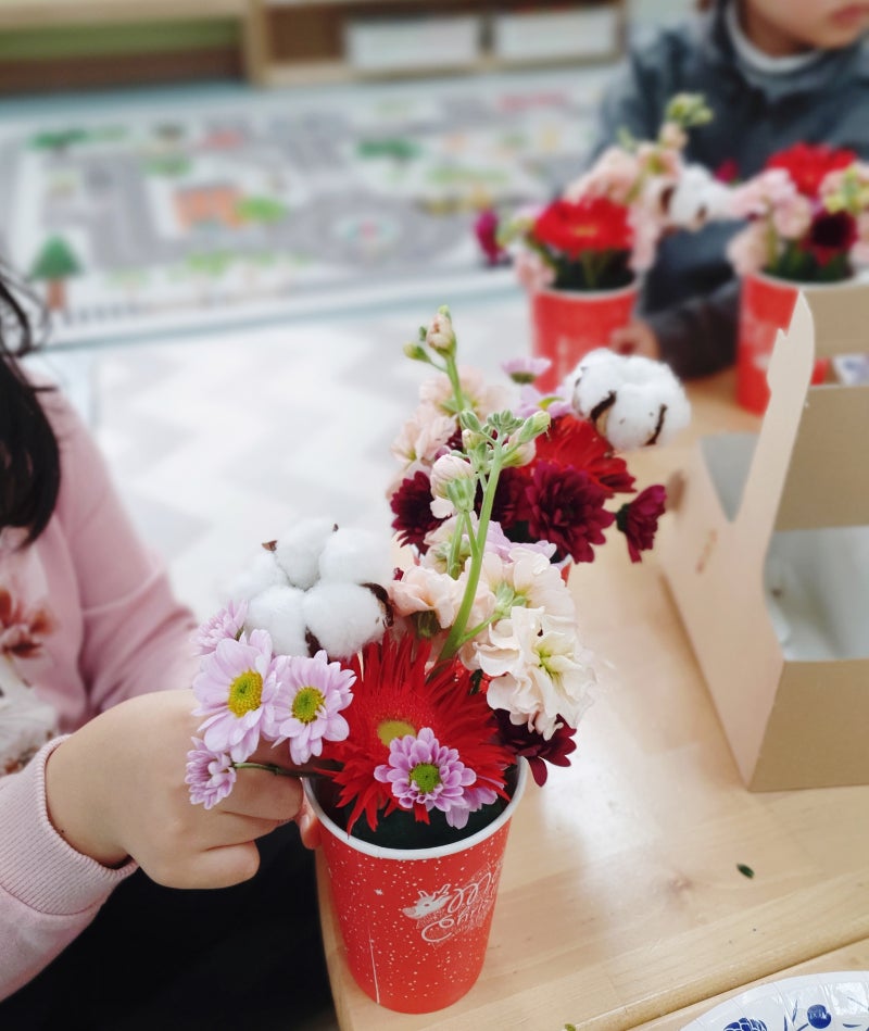 유치원 원예수업 크리스마스 꽃수업 고양시 유치원 어린이집 꽃꽂이 원예체험활동 네이버 블로그