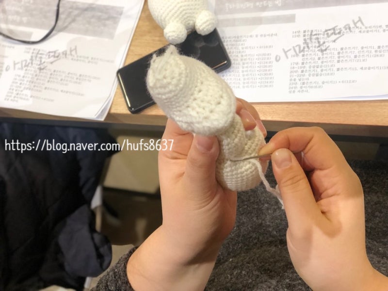 올라프인형 아기모자네키목도리와 폼폼만들기영통홈플 손뜨개수업2 네이버 블로그