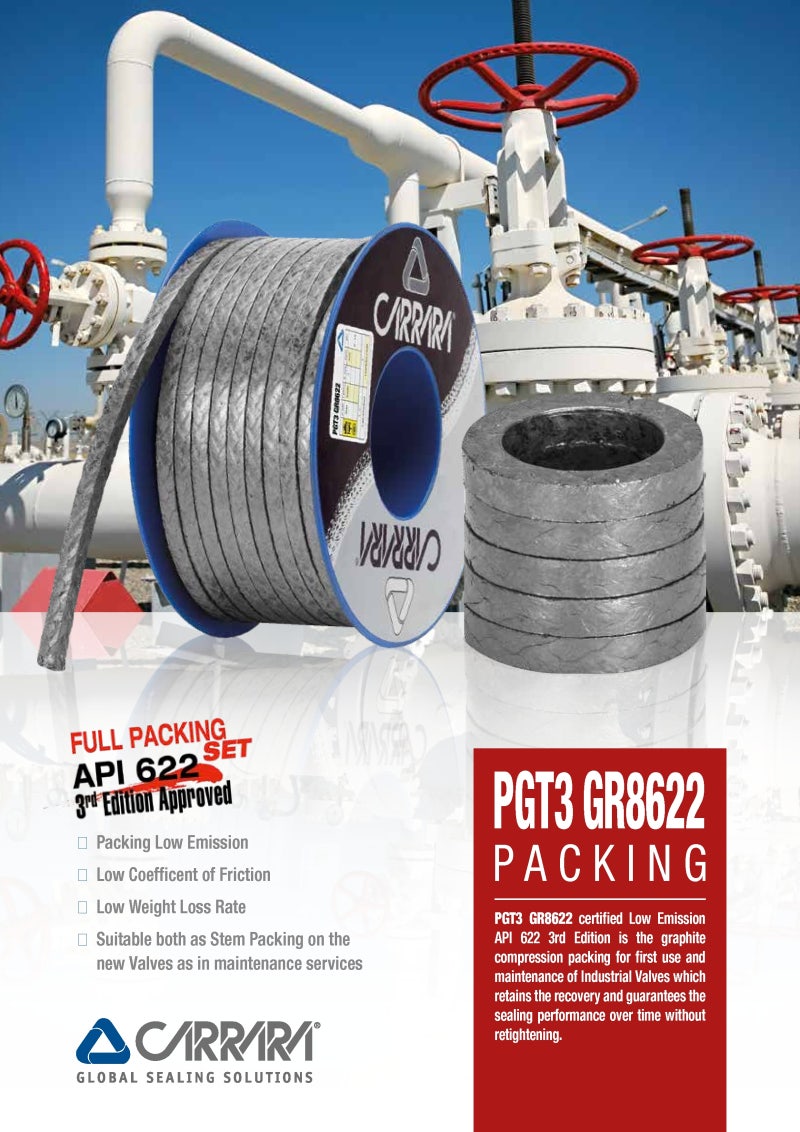 CARRARA Gland packing, API 622 승인 팩킹, Aramid Packing, GORE GFO Packing ...