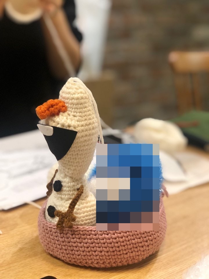 올라프인형 아기모자네키목도리와 폼폼만들기영통홈플 손뜨개수업2 네이버 블로그