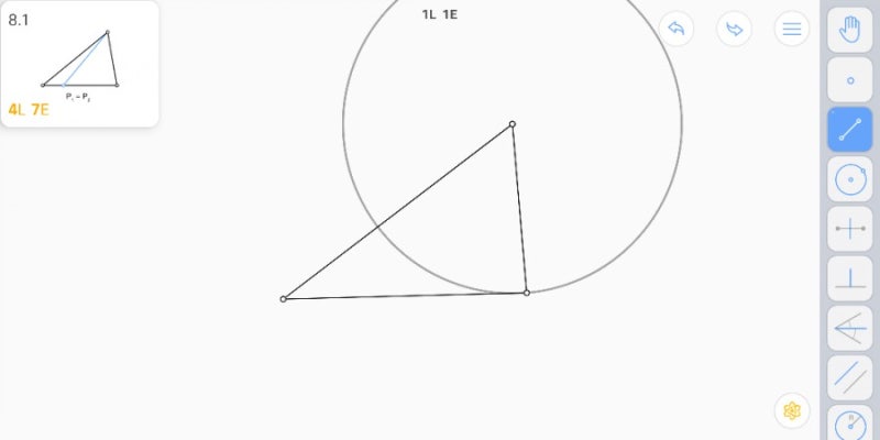 Euclidea(유클리디아) Theta(세타) 8-1 4L 7E 3V(삼각형의 둘레 이등분), 8-2 4L 5E(54도 3등분) 해법 : 네이버 블로그