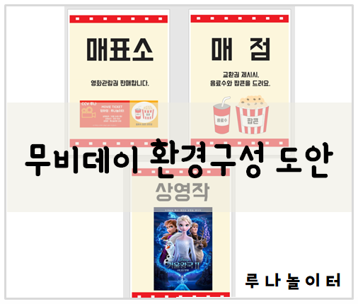 어린이집 유치원 무비데이 영화관 놀이 영화관람 시네마데이 무비데이 도안 영화 티켓 도안 영화 관람권 도안