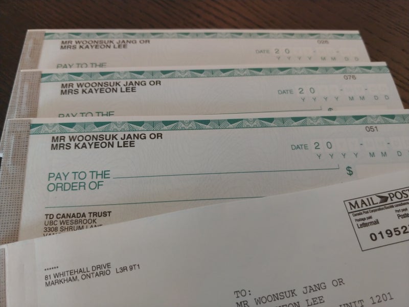 캐나다 TD 은행 수표쓰기: Canada TD cheque : 네이버 블로그