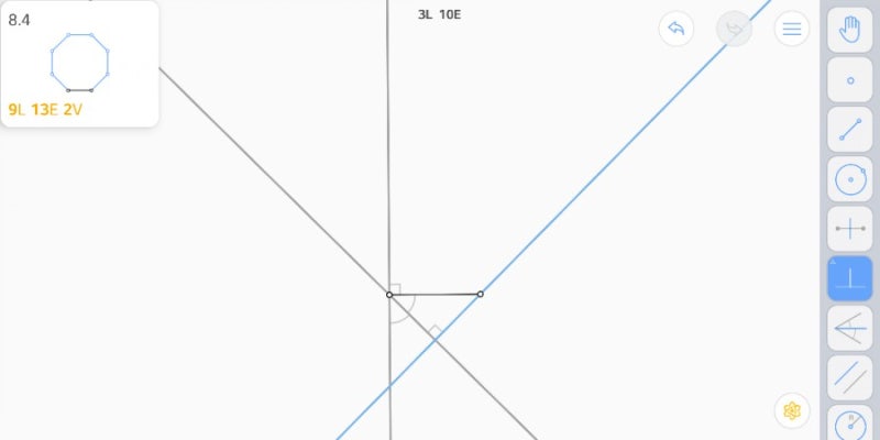 Euclidea(유클리디아) Theta(세타) 8-4 9L 13E 2V 해법(정팔각형) : 네이버 블로그