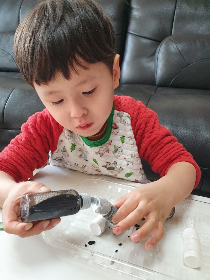 엄마표미술 코인티슈로 애벌레 물감놀이와 공작새 나비만들기 네이버 블로그