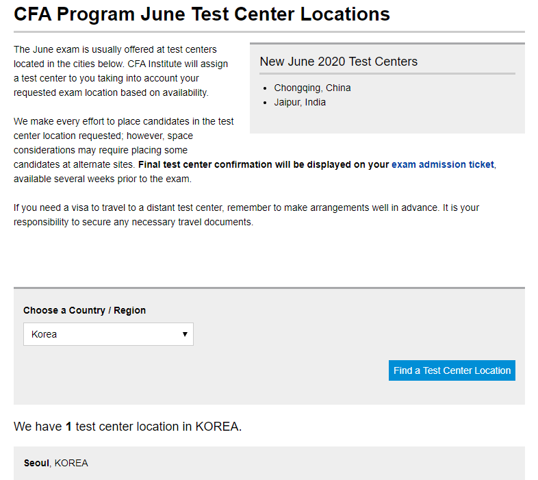 [CFA Level 2] Exam Center (Test Area) 바꾸기 / 상하이에서 서울 시험센터로 바꾸기 : 네이버 블로그