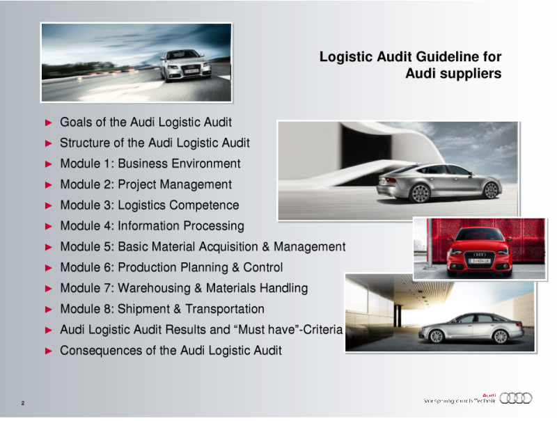 Logistic Audit Guideline for Audi suppliers : 네이버 블로그
