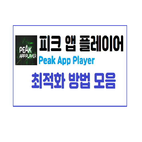피크 앱 플레이어 최적화 모음 Peak App Player 최적화 : 네이버 블로그