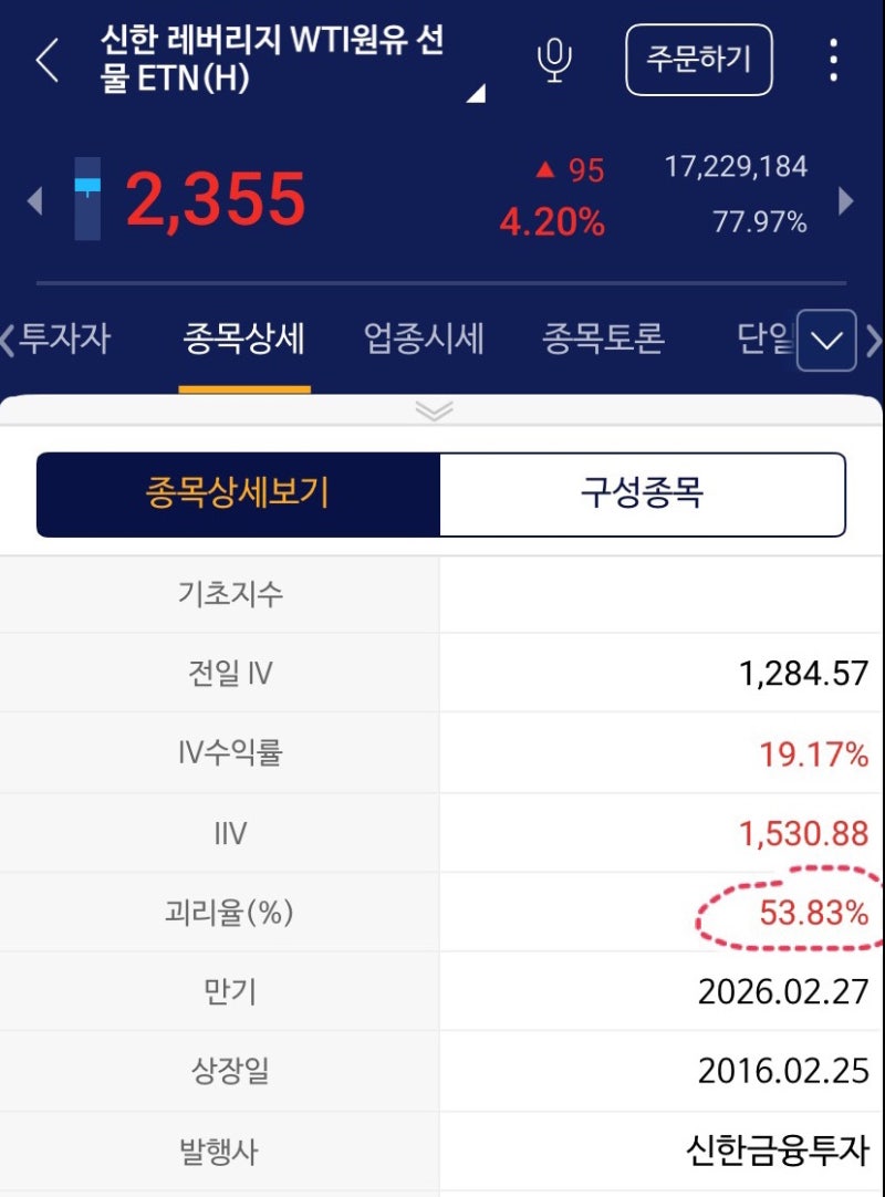 WTI 원유 레버리지 ETN 괴리율 조심 - 단일가 매매 13일부터? : 네이버 블로그