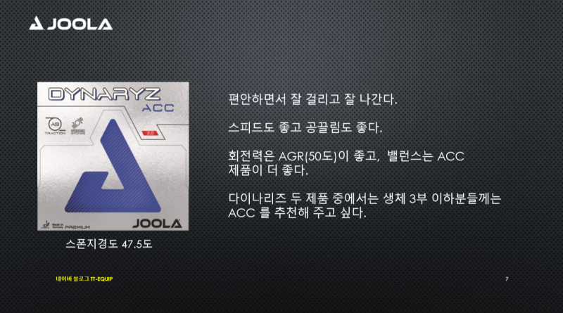 [JOOLA]줄라 다이나리즈 AGR / ACC 러버 리뷰 : 네이버 블로그
