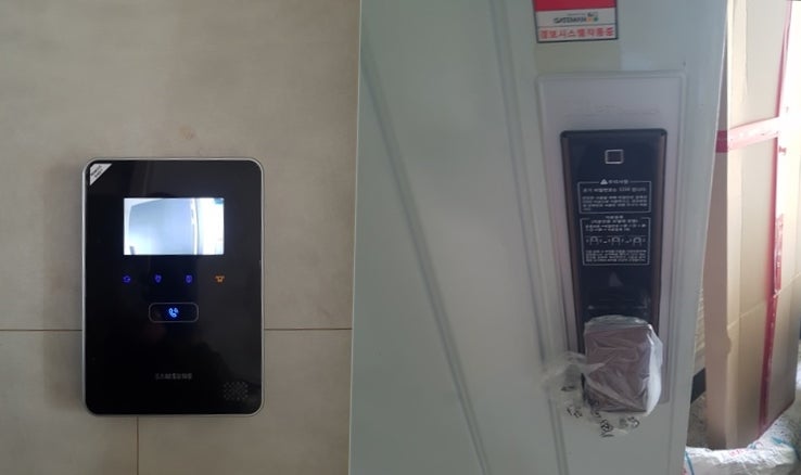[삼성 비디오폰 SHT-3625AMK / 삼성 푸시풀 지문 디지털도어락 SHP-DP951] 성동구 성수동1가 서울숲 한진타운아파트 오래된 고장난 구형 제품 교체 설치 ...