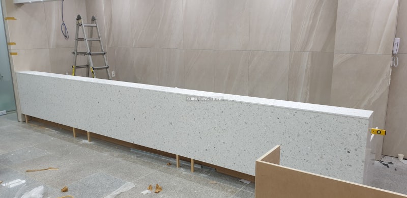 테라조[까라라C680그레이] 인포데스크, 테이블 상판 도봉구 시공현장 : 네이버 블로그