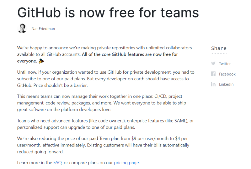 이제 GitHub 모든 핵심 기능은 모두 무료!!! : 네이버 블로그