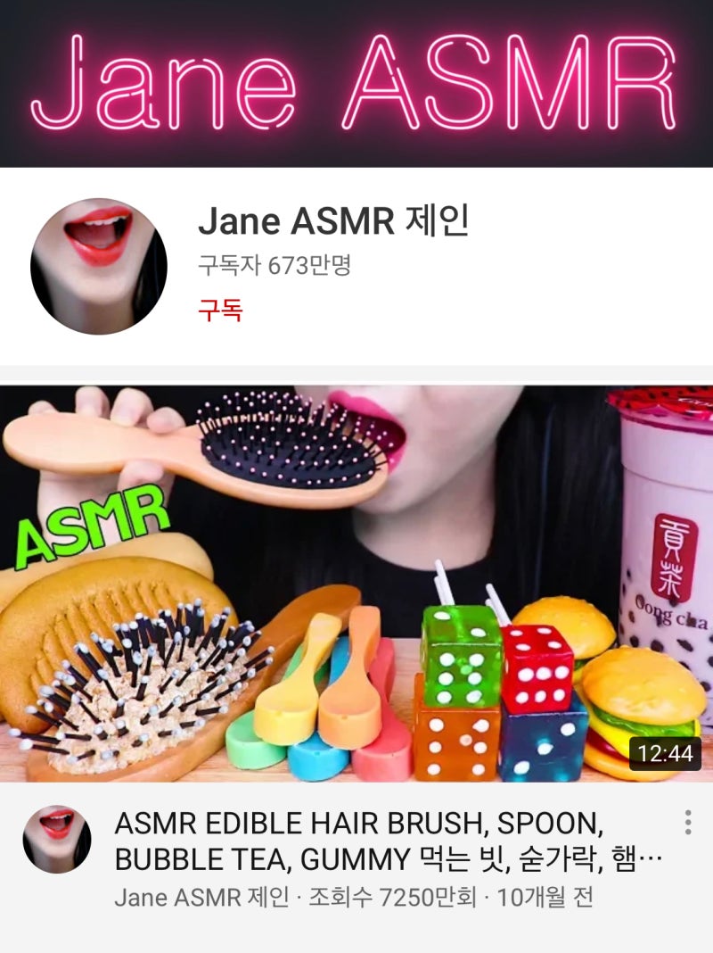 유튜버 제인ASMR 세계 유튜브순위 TOP 3 : 네이버 블로그