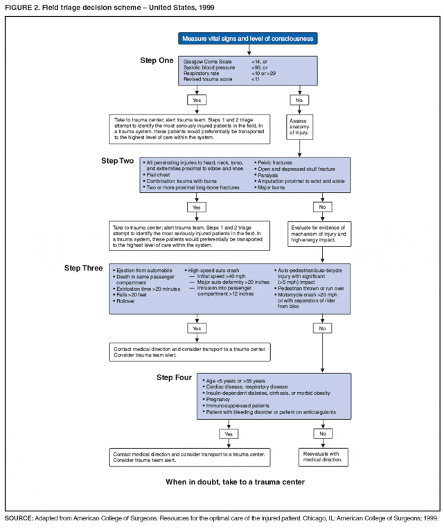 3-2. 손상 환자 현장 분류 지침의 단계 - Step of the Guidelines for Field Triage of ...