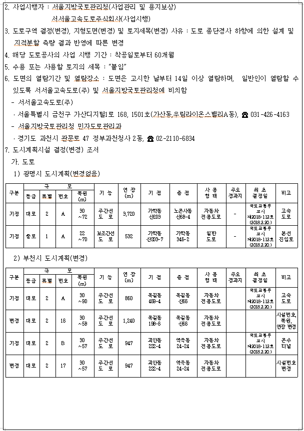 광명∼서울 고속도로 민간투자사업 도로구역결정변경 토지세목변경 및 지형도면변경 네이버 블로그