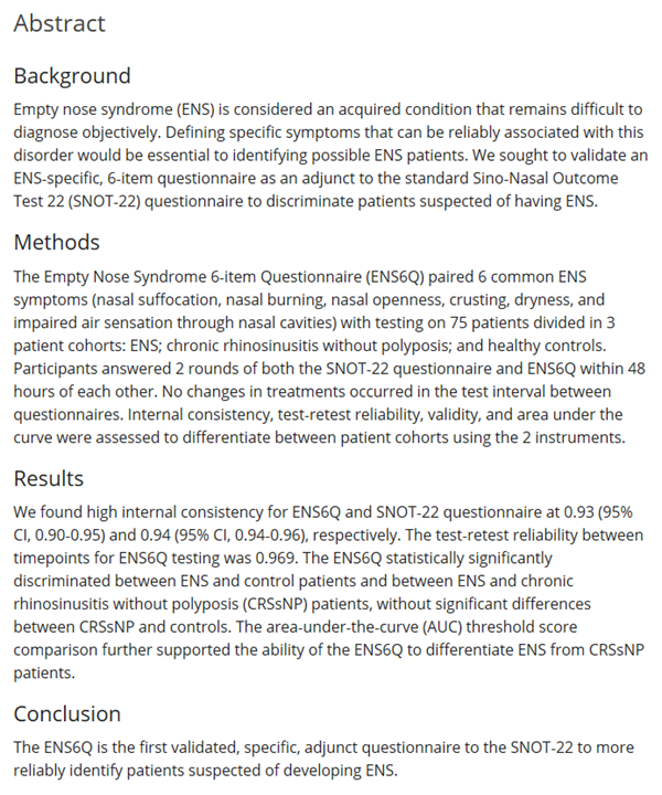 Empty Nose Syndrome (ENS)6-Questionnaire : 네이버 블로그