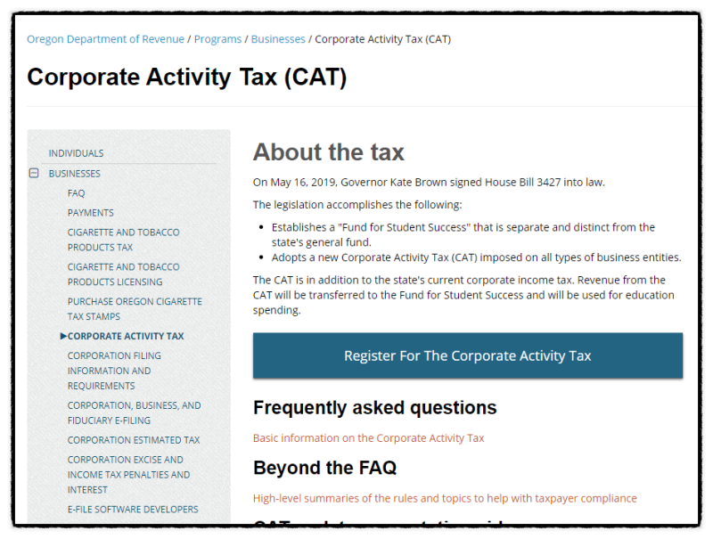 [미국세금] 2020년 새로운 오레곤 주 (OR) CAT (Corporate Activity Tax) 세금 : 네이버 블로그