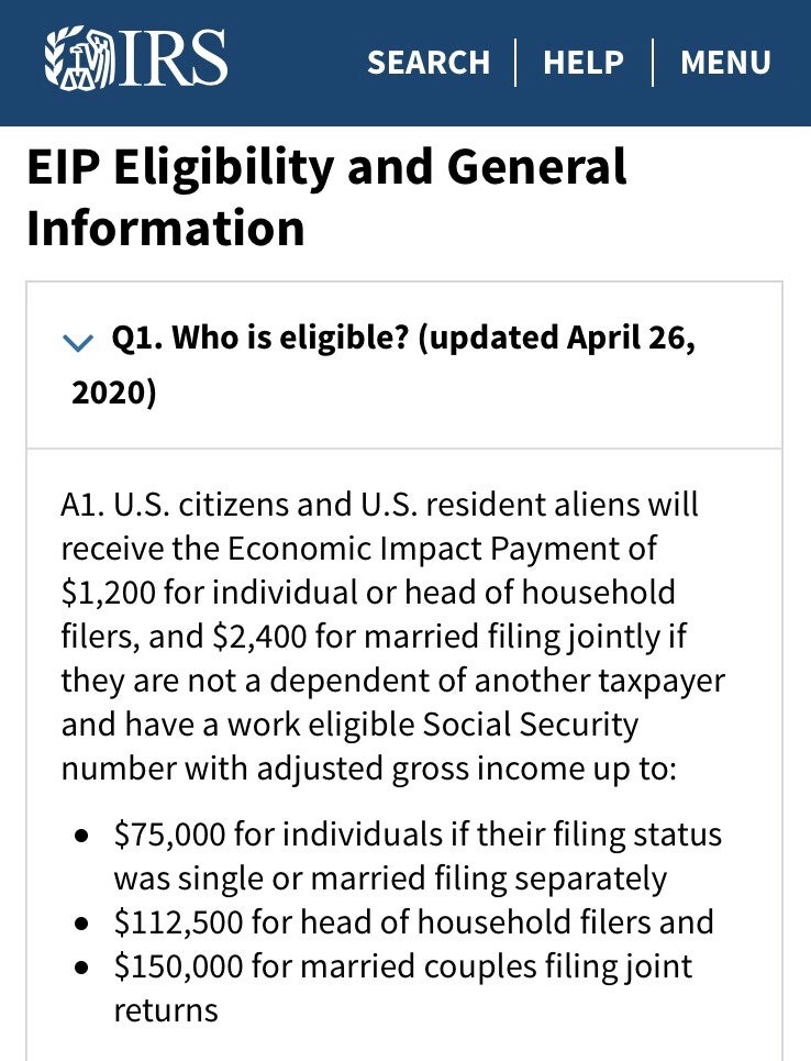 [미국Tax] 코로나바이러스 트럼프긴급재난지원금 (Trump Stimulus check) COVID-19 EIP ...