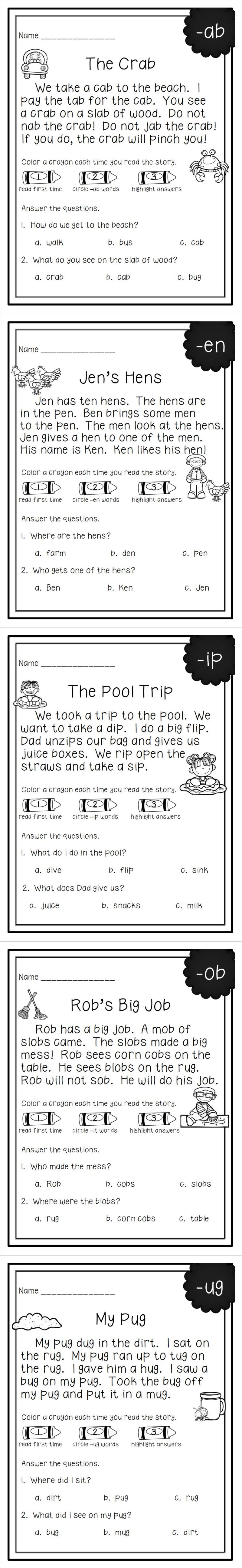 [Reading Comprehension] CVC Short Vowel - ab, en, ip, op, ug : 네이버 블로그