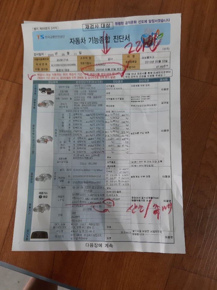 라보 롱카고 배출가스 질소산화물 Nox 검사불합격 재검사 대상출력부족자동차 기능종합 진단서 불합격대전시 배출가스 전문정비