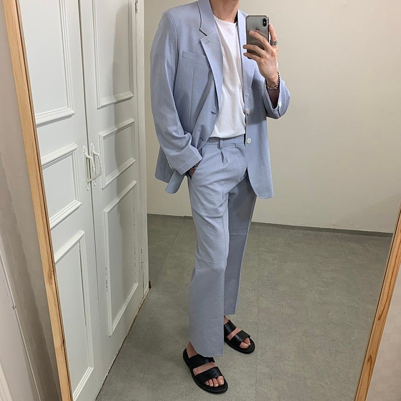 남자 린넨수트 코디가죽 슬리퍼 유뱅의 데일리룩 블로그 네이버 블로그
