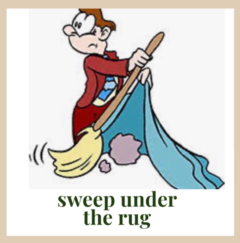 sweep something under the rug/ 비밀로 하다, 임시로 묻어두다 : 네이버 블로그