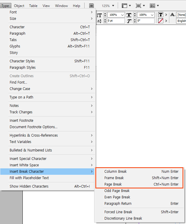 [인디자인 / InDesign] 텍스트 단 나누기 / 프레임 나누기 / 페이지 나누기 / 강제 이동 / 강제 줄바꿈 / 다음 ...