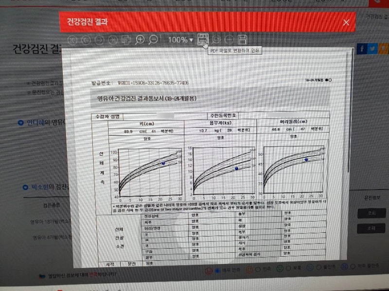 집에서 간편하게 영유아 건강검진 결과표 출력하기 어린이집 입소서류 준비 검진일자 조회 문진표 출력 네이버 블로그
