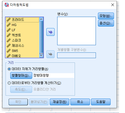 SPSS 다차원 척도법(MDS: MultiDimensional Scaling)- ALSCAL을 통한 포지셔닝 맵 -인지공학 ...