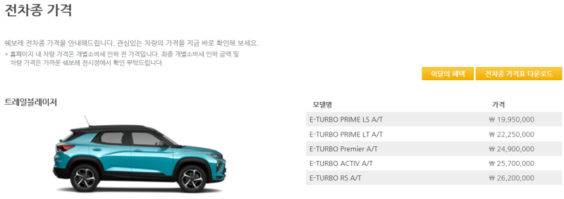 한국 Gm Korea 쉐보레 2020년 6월 차종별 구매 혜택 가격표 유니카 네이버 블로그