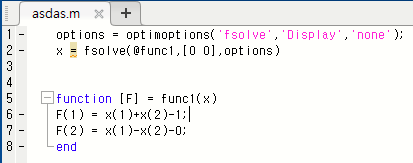 MATLAB 매트랩 공부하기 : 비선형 연립방정식 풀기 fsolve : 네이버 블로그