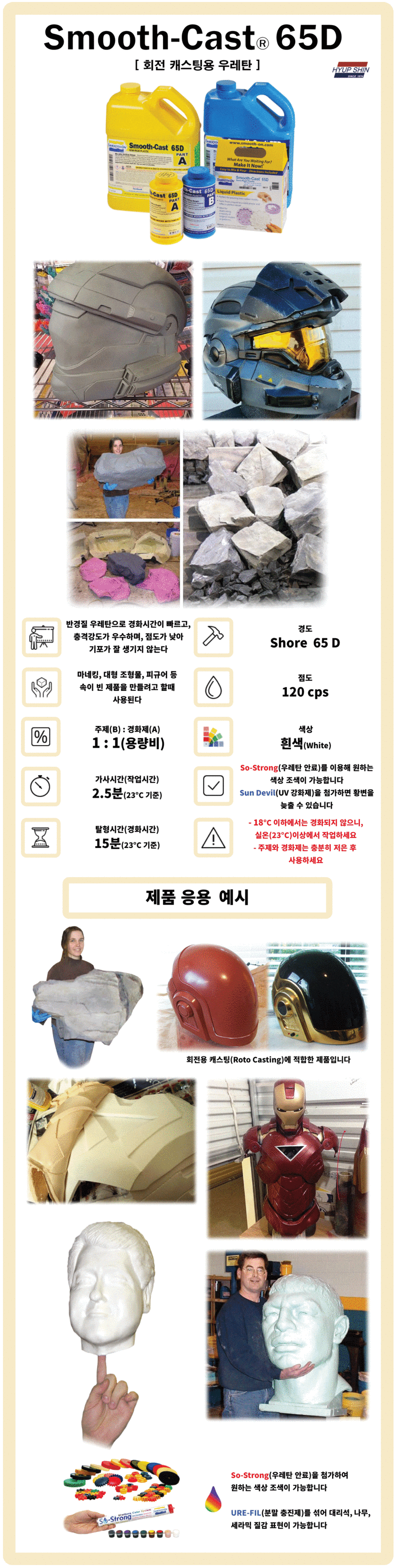 [협신물산] 물처럼 저점도, 급속경화, 회전캐스팅(Roto Casting)용 반경질 무발포 우레탄 Smooth-Cast 65D를 ...