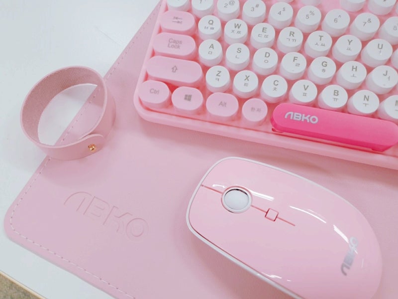 [앱코] ABKO 핑크 무선키보드 마우스 세트(WKM01)와 데스크매트! 내돈내산 후기 : 네이버 블로그