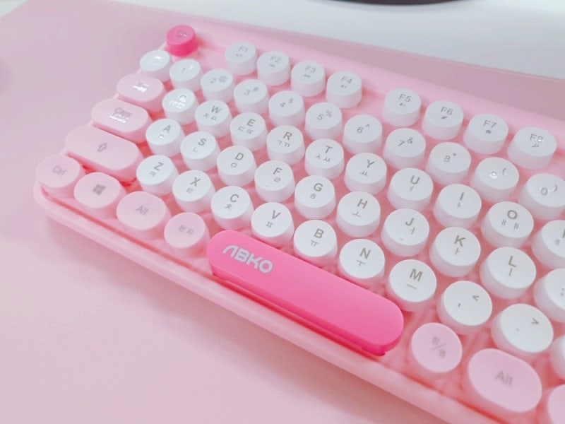 [앱코] ABKO 핑크 무선키보드 마우스 세트(WKM01)와 데스크매트! 내돈내산 후기 : 네이버 블로그